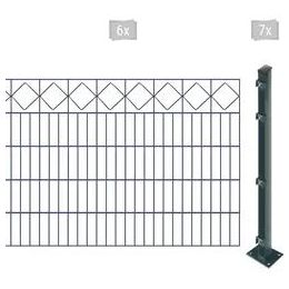 Doppelstabmattenzaun Arvotec "EASY 100 zum Aufschrauben "Karo" mit Zierleiste", grau (anthrazit), H:100cm, Kunststoff, Stahl, Zaunelemente, Zaunh&ouml;he 100 cm, Zaunl&auml;nge 2 - 60 m