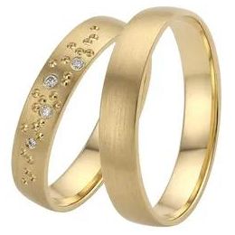 Trauring Firetti "Schmuck Geschenk Gold 375 Hochzeit Ehering "LIEBE" Sterne" Gr. 22, gold (gelbgoldfarben), Fingerringe, Damen, 22, 0,03 SI = kleine Einschl&uuml;sse mit Brillanten, Gelbgold 375, 4mm, Trauring, Made in Germany, wahlweise mit oder ohne Brillanten