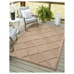 Teppich "Amara, LAGERR&Auml;UMUNG", beige, B:100cm H:8mm L:160cm, Polypropylen, MyFlair M&Ouml;BEL & ACCESSOIRES, Teppiche, Teppich, Uni Farben, Hoch-Tief Effekt, Outdoor geeignet, Balkon, Terrasse