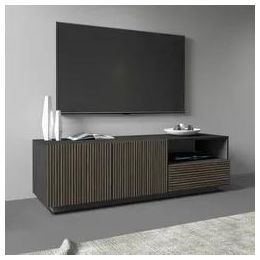 Lowboard Home Affaire "Vega,Lowboard,TV Board,TV Schrank,150 cm", schwarz (anthrazit matt, cannet&eacute; dunkel), B:150cm H:46cm T:43cm, Sideboards, Lowboard, mit 2 T&uuml;ren und 1 Schublade,Fronten mit Rillen-Optik