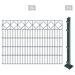 Doppelstabmattenzaun Arvotec "EASY 100 zum Aufschrauben "Karo" mit Zierleiste", grau (anthrazit), H:100cm, Kunststoff, Stahl, Zaunelemente, Zaunh&ouml;he 100 cm, Zaunl&auml;nge 2 - 60 m