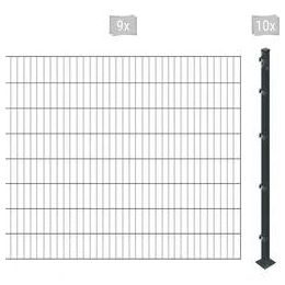 Einstabmattenzaun Arvotec "ESSENTIAL 160 zum Einbetonieren", grau (anthrazit), H:160cm, Kunststoff, Stahl, Zaunelemente, Zaunh&ouml;he 160 cm, Zaunl&auml;nge 2 - 60 m