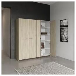 Kinderkleiderschrank Demeyere GROUP "Watson", braun, B:178,1cm H:191,5cm T:51,4cm, Holzwerkstoff, Schr&auml;nke, Kinderkleiderschrank, SCHRANK 4 T&Uuml;REN/1 SPIEGEL