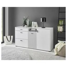 Sideboard Home Affaire "Hudson", schwarz-wei&szlig; (wei&szlig;, schwarz), B:150cm H:80cm T:42cm, Holzwerkstoff, Sideboards, Sideboard, in moderner Trendfarbe, Griffe aus Metall (Schwarz), Breite 150 cm