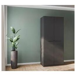 Dreht&uuml;renschrank Rauch "Kleiderschrank Schrank Garderobe Garderobenschrank Stauraumwunder MODI", grau (graumetallic), B:91cm H:210cm T:54cm, Holzwerkstoff, Schr&auml;nke, Dreht&uuml;renschrank, optional mit Spiegel MADE IN GERMANY