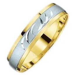 Trauring Firetti "Schmuck Geschenk Gold 375 Hochzeit Ehering Trauring "LIEBE" Gr. 16,5, gold (gelbgoldfarben, wei&szlig;goldfarben), Fingerringe, Damen, 16.5, ohne Brillant, Gelbgold 375 Wei&szlig;gold 375, 5mm, Gelbgold 375, Wei&szlig;gold 375, Trauring, Made in Germany, wahlweise mit oder ohne Brillant