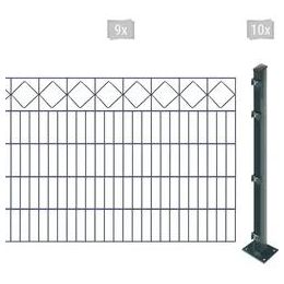 Doppelstabmattenzaun Arvotec "EASY 100 zum Aufschrauben "Karo" mit Zierleiste", grau (anthrazit), H:100cm, Kunststoff, Stahl, Zaunelemente, Zaunh&ouml;he 100 cm, Zaunl&auml;nge 2 - 60 m
