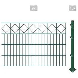 Doppelstabmattenzaun Arvotec "ESSENTIAL 80 zum Aufschrauben "Karo" mit Zierleiste", gr&uuml;n (dunkelgr&uuml;n), H:80cm, Kunststoff, Stahl, Zaunelemente, Zaunh&ouml;he 80 cm, Zaunl&auml;nge 2 - 60 m
