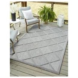 Teppich "Amara, LAGERR&Auml;UMUNG", grau, B:100cm H:8mm L:160cm, Polypropylen, MyFlair M&Ouml;BEL & ACCESSOIRES, Teppiche, Teppich, Uni Farben, Hoch-Tief Effekt, Outdoor geeignet, Balkon, Terrasse