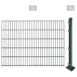 Doppelstabmattenzaun Arvotec "EASY 103 zum Aufschrauben", grau (anthrazit), H:103cm, Kunststoff, Stahl, Zaunelemente, Zaunh&ouml;he 103 cm, Zaunl&auml;nge 2 - 60 m