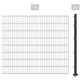 Einstabmattenzaun Arvotec "ESSENTIAL 160 zum Einbetonieren", grau (anthrazit), H:160cm, Kunststoff, Stahl, Zaunelemente, Zaunh&ouml;he 160 cm, Zaunl&auml;nge 2 - 60 m