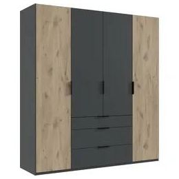 Dreht&uuml;renschrank wimex "Burgos by fresh to go", grau (front und korpus graphit, absetzung viking oak nachbildung), B:200cm H:216cm T:58cm, Schr&auml;nke, Dreht&uuml;renschrank, mit extra gro&szlig;en Schubladen