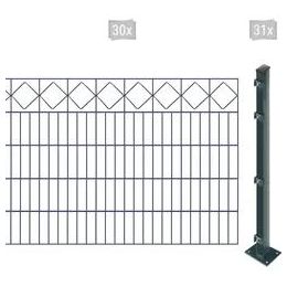 Doppelstabmattenzaun Arvotec "EASY 100 zum Aufschrauben "Karo" mit Zierleiste", grau (anthrazit), H:100cm, Kunststoff, Stahl, Zaunelemente, Zaunh&ouml;he 100 cm, Zaunl&auml;nge 2 - 60 m