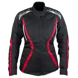 Roleff Racewear Motorradjacke ROLEFF "Zelina RO" Gr. XXXL, schwarz (schwarz, rot), Jacken, Damen, 3XL, Obermaterial: 100% Polyester. Innenfutter: 100% Polyester, wasserdicht und winddicht, mit Weitenverstellung