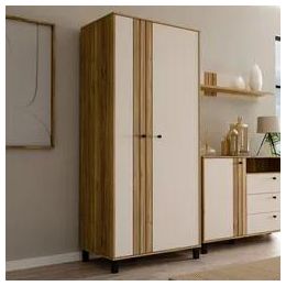 Highboard FORTE "Killarney", beige (mauvella eiche, sand), B:88,1cm H:195,8cm T:52,7cm, Dekorfolie, MDF, Metall, Spanplatte, Sideboards, Highboard, Schrank, Stauraum, Soft Close, Kleiderstange