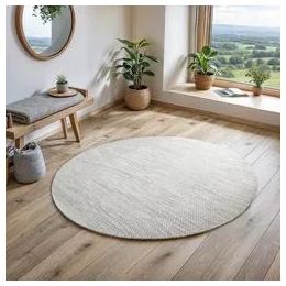 Wollteppich OTTO HOME "Wolltraum Passion", beige (natur, grau), H:10mm &Oslash;:200cm, Wolle, Teppiche, Wendeteppich, handgewebt, melierte Optik, reine Wolle, Wohnzimmer