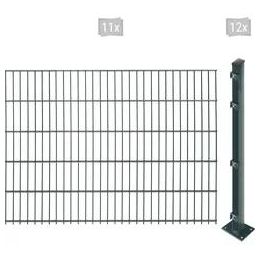 Doppelstabmattenzaun Arvotec "EASY 103 zum Aufschrauben", grau (anthrazit), H:103cm, Kunststoff, Stahl, Zaunelemente, Zaunh&ouml;he 103 cm, Zaunl&auml;nge 2 - 60 m