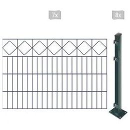 Doppelstabmattenzaun Arvotec "EASY 80 zum Aufschrauben "Karo" mit Zierleiste", grau (anthrazit), H:80cm, Kunststoff, Stahl, Zaunelemente, Zaunh&ouml;he 80 cm, Zaunl&auml;nge 2 - 60 m