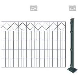 Doppelstabmattenzaun Arvotec "EASY 100 zum Aufschrauben "Karo" mit Zierleiste", grau (anthrazit), H:100cm, Kunststoff, Stahl, Zaunelemente, Zaunh&ouml;he 100 cm, Zaunl&auml;nge 2 - 60 m