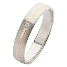 Trauring Firetti "Schmuck Geschenk Gold 375 Hochzeit Ehering Trauring "LIEBE" Gr. 17,5, rosa (wei&szlig;goldfarben, ros&eacute;goldfarben), Fingerringe, Damen, 17,5, 0,01 SI = kleine Einschl&uuml;sse mit Brillant, Ros&eacute;gold 375 Wei&szlig;gold 375, 4mm, Ros&eacute;gold 375, Wei&szlig;gold 375, Trauring, Made in Germany, wahlweise mit oder ohne Brillant