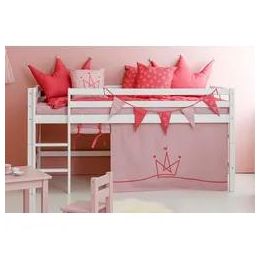Hochbett Hoppekids "ECO Dream, Kinderbett, Spielbett, Halbhohes Bett aus Massivholz", rosa (wei&szlig;, prinzessin rosa), B:101cm H:105cm L:208cm, Kinderbett: 100% Massivholz: Nordische Kiefer, Vorhang: 100% Baumwolle, Matratzenbezug 100% Baumwolle, Matratze: Schaum, Hochbetten, Hochbett Kinderbett, inkl. Vorhang-Set Creator, Bettgr&ouml;&szlig;e & Matratze w&auml;hlbar