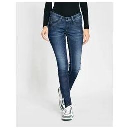 Skinny-fit-Jeans Gang "94NIKITA", Damen, Gr. 28 (36), N-Gr, blau (blau schwarz wash), Denim/Jeans, Obermaterial: 82% Baumwolle, 16% Polyester, 2% Elasthan, skinny fit lang, Jeans, mit Zipper-Detail an der Coinpocket