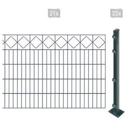 Doppelstabmattenzaun Arvotec "EASY 100 zum Aufschrauben "Karo" mit Zierleiste", grau (anthrazit), H:100cm, Kunststoff, Stahl, Zaunelemente, Zaunh&ouml;he 100 cm, Zaunl&auml;nge 2 - 60 m