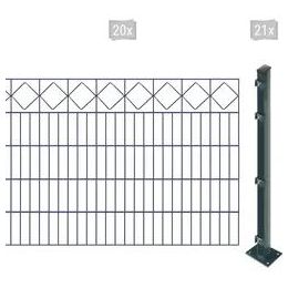 Doppelstabmattenzaun Arvotec "EASY 100 zum Aufschrauben "Karo" mit Zierleiste", grau (anthrazit), H:100cm, Kunststoff, Stahl, Zaunelemente, Zaunh&ouml;he 100 cm, Zaunl&auml;nge 2 - 60 m