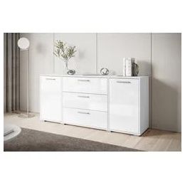 Sideboard Home Affaire "BOGOTA", wei&szlig; (wei&szlig; matt, wei&szlig; hochglanz), B:150cm H:68cm T:36,4cm, Sideboards, Sideboard, moderne Kommode, Schubladenschrank mit verstellbaren Einlegeb&ouml;den