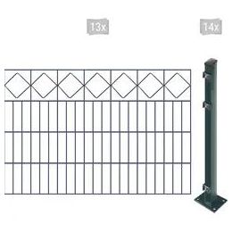 Doppelstabmattenzaun Arvotec "EASY 80 zum Aufschrauben "Karo" mit Zierleiste", grau (anthrazit), H:80cm, Kunststoff, Stahl, Zaunelemente, Zaunh&ouml;he 80 cm, Zaunl&auml;nge 2 - 60 m