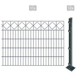 Doppelstabmattenzaun Arvotec "EASY 100 zum Aufschrauben "Karo" mit Zierleiste", grau (anthrazit), H:100cm, Kunststoff, Stahl, Zaunelemente, Zaunh&ouml;he 100 cm, Zaunl&auml;nge 2 - 60 m