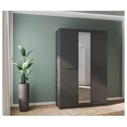 Dreht&uuml;renschrank Rauch "Kleiderschrank Schrank Garderobe Garderobenschrank Stauraumwunder MODI", grau (graumetallic), B:136cm H:210cm T:54cm, Holzwerkstoff, Schr&auml;nke, Dreht&uuml;renschrank, optional mit Spiegel MADE IN GERMANY