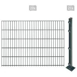 Doppelstabmattenzaun Arvotec "EASY 103 zum Aufschrauben", grau (anthrazit), H:103cm, Kunststoff, Stahl, Zaunelemente, Zaunh&ouml;he 103 cm, Zaunl&auml;nge 2 - 60 m