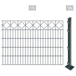 Doppelstabmattenzaun Arvotec "EASY 100 zum Aufschrauben "Karo" mit Zierleiste", grau (anthrazit), H:100cm, Kunststoff, Stahl, Zaunelemente, Zaunh&ouml;he 100 cm, Zaunl&auml;nge 2 - 60 m