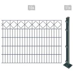 Doppelstabmattenzaun Arvotec "EASY 100 zum Aufschrauben "Karo" mit Zierleiste", grau (anthrazit), H:100cm, Kunststoff, Stahl, Zaunelemente, Zaunh&ouml;he 100 cm, Zaunl&auml;nge 2 - 60 m