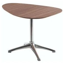 Beistelltisch FLEXLUX "Nachttisch, Sofatisch, Kaffeetisch, Couchtisch, Nierenform", braun (walnuss, alu gl&auml;nzend, walnuss), B:65cm H:45cm T:47cm, Tische, Beistelltisch, Walnuss oder Eiche Furnier, Fu&szlig; Alufarbig oder Schwarz, H&ouml;he 45 cm