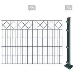Doppelstabmattenzaun Arvotec "EASY 100 zum Aufschrauben "Karo" mit Zierleiste", grau (anthrazit), H:100cm, Kunststoff, Stahl, Zaunelemente, Zaunh&ouml;he 100 cm, Zaunl&auml;nge 2 - 60 m