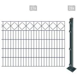 Doppelstabmattenzaun Arvotec "EASY 100 zum Aufschrauben "Karo" mit Zierleiste", grau (anthrazit), H:100cm, Kunststoff, Stahl, Zaunelemente, Zaunh&ouml;he 100 cm, Zaunl&auml;nge 2 - 60 m