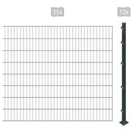 Einstabmattenzaun Arvotec "ESSENTIAL 160 zum Einbetonieren", grau (anthrazit), H:160cm, Kunststoff, Stahl, Zaunelemente, Zaunh&ouml;he 160 cm, Zaunl&auml;nge 2 - 60 m
