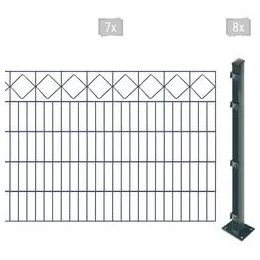Doppelstabmattenzaun Arvotec "EASY 100 zum Aufschrauben "Karo" mit Zierleiste", grau (anthrazit), H:100cm, Kunststoff, Stahl, Zaunelemente, Zaunh&ouml;he 100 cm, Zaunl&auml;nge 2 - 60 m
