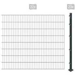Einstabmattenzaun Arvotec "ESSENTIAL 160 zum Einbetonieren", grau (anthrazit), H:160cm, Kunststoff, Stahl, Zaunelemente, Zaunh&ouml;he 160 cm, Zaunl&auml;nge 2 - 60 m