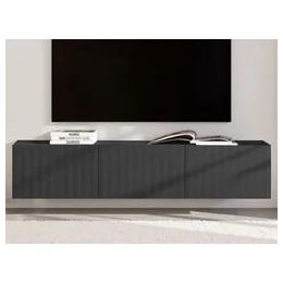 Lowboard Inosign "Antibes TV-Lowboard, Breite 192/154/128 cm, TV-Schrank", schwarz (schwarz matt), B:192cm H:31,5cm T:42cm, FSC-zertifizierter Holzwerkstoff, Sideboards, Lowboard, TV-Kommode, 3D-Fronten, Push-To-Open-Funktion, Wandmonatage