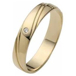 Trauring Firetti "Schmuck Geschenk Gold 375 Hochzeit Ehering "LIEBE" Gr. 17,5, gold (gelbgoldfarben), Fingerringe, Damen, 17,5, 0,01 SI = kleine Einschl&uuml;sse mit Brillant, Gelbgold 585, 4mm, Trauring, Made in Germany, wahlweise mit oder ohne Brillant