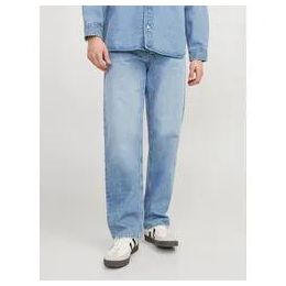 Jack & Jones Loose-fit-Jeans JACK & JONES "JJIEDDIE JJORIGINAL MF 710", Herren, Gr. 28, L&auml;nge 30, blau (blau denim), Denim/Jeans, Obermaterial: 100% Baumwolle, Abriebeffekte, loose fit kn&ouml;chellang, Jeans