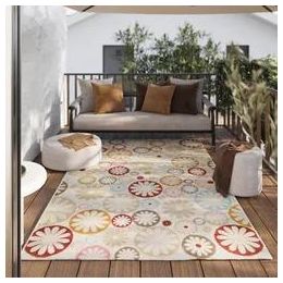Outdoorteppich Wecon Home "Flowerdrops", bunt (beige,bunt), B:80cm H:5mm L:300cm, Polypropylen, Teppiche, Outdoorteppich, L&auml;ufer, f&uuml;r Innen & Au&szlig;en, pflegeleicht, Hoch-Tief Effekt