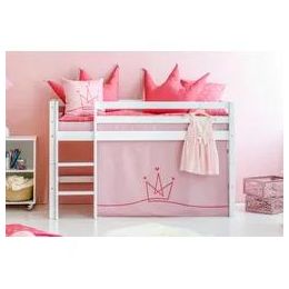 Hochbett Hoppekids "ECO Dream, Kinderbett, Spielbett, Halbhohes Bett aus Massivholz", rosa (wei&szlig;, prinzessin rosa), B:81cm H:105cm L:168cm, Kinderbett: 100% Massivholz: Nordische Kiefer, Vorhang: 100% Baumwolle, Matratzenbezug 100% Baumwolle, Matratze: Schaum, Hochbetten, Hochbett Kinderbett, inkl. Vorhang-Set Creator, Bettgr&ouml;&szlig;e & Matratze w&auml;hlbar