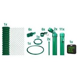 GAH Alberts Maschendrahtzaun ALBERTS, gr&uuml;n, H:125cm, Stahl, Zaunelemente, H&ouml;he: 80 - 200 cm, Gesamtl&auml;nge: 15 - 100 m, zum Einbetonieren