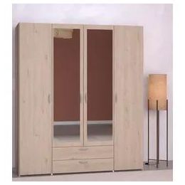 Kleiderschrank Parisot "Daily", braun (eiche), B:160cm H:185cm T:51cm, Holzwerkstoff, Schr&auml;nke, Kleiderschrank, zwei T&uuml;ren mit Spiegel