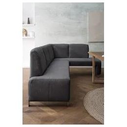 Eckbank exxpo - SOFA FASHION "Intenso, viele Bezugsstoffe Cord, Leder, Struktur 244/157 cm (B/T)", grau (anthrazith), B:244cm H:91cm T:157cm, NaturLeder;Strukturstoff (Zusammensetzung: Polyester 100%);Luxus-Microfaser (Zusammensetzung: Aufgeflockte 100% Polyester Schicht mit Pr&auml;gung);Cord (Zusammensetzung: Polyester 100%), Sitzb&auml;nke, Eckbank, hohe Bodenfreiheit, frei im Raum stellbar, hoher Sitzko