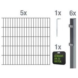 GAH Alberts Doppelstabmattenzaun ALBERTS "Grundset", grau (anthrazit), H:80cm, Stahl, Zaunelemente, H&ouml;he: 80-160 cm, Gesamtl&auml;nge: 4-30 m, zum Einbetonieren